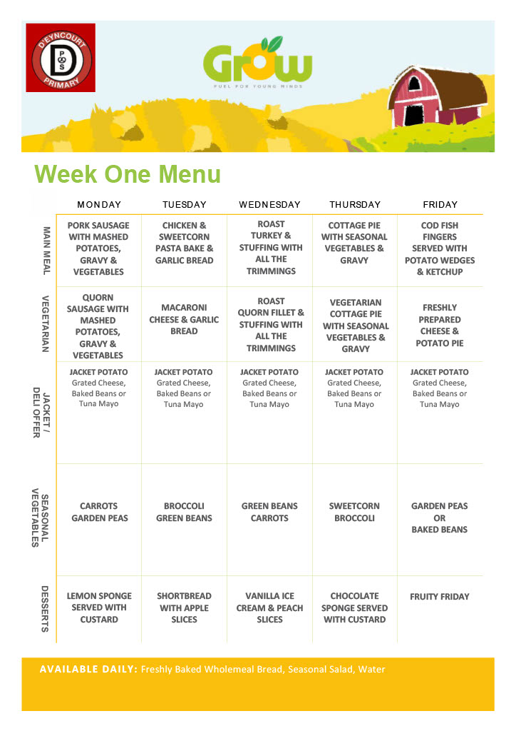 School Menu – D'Eyncourt Primary School
